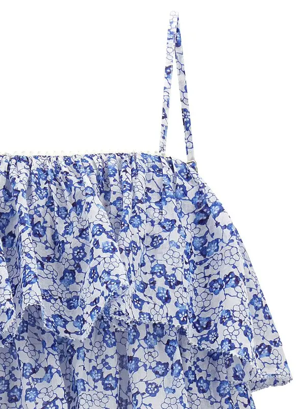 Isabel Marant Étoile Erisa" Floral Print Cotton Top - Blue