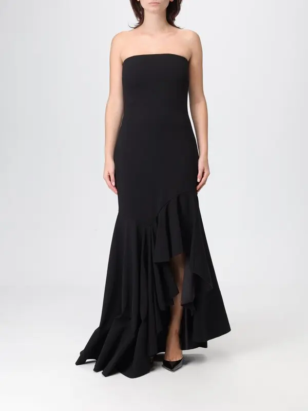 Solace London Strapless Gown With Ruffle Detail - Black
