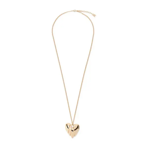Amina Muaddi Heartbreaker Charm Necklace In Gold Brass - Silver