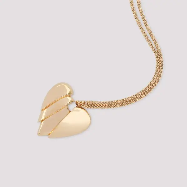 Amina Muaddi Heartbreaker Charm Necklace In Gold Brass