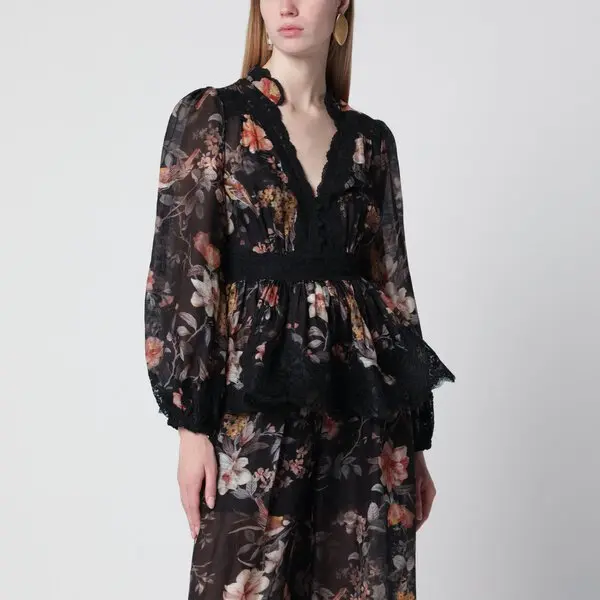 Zimmermann Carousel Peplum Lace Blouse