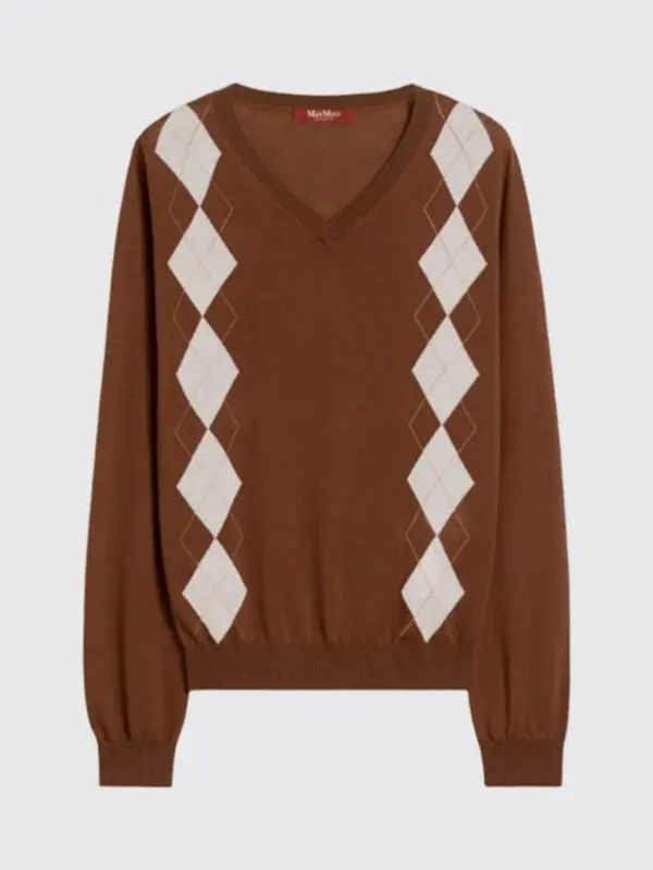 Max Mara V-neck Argyle Sweater - Brown