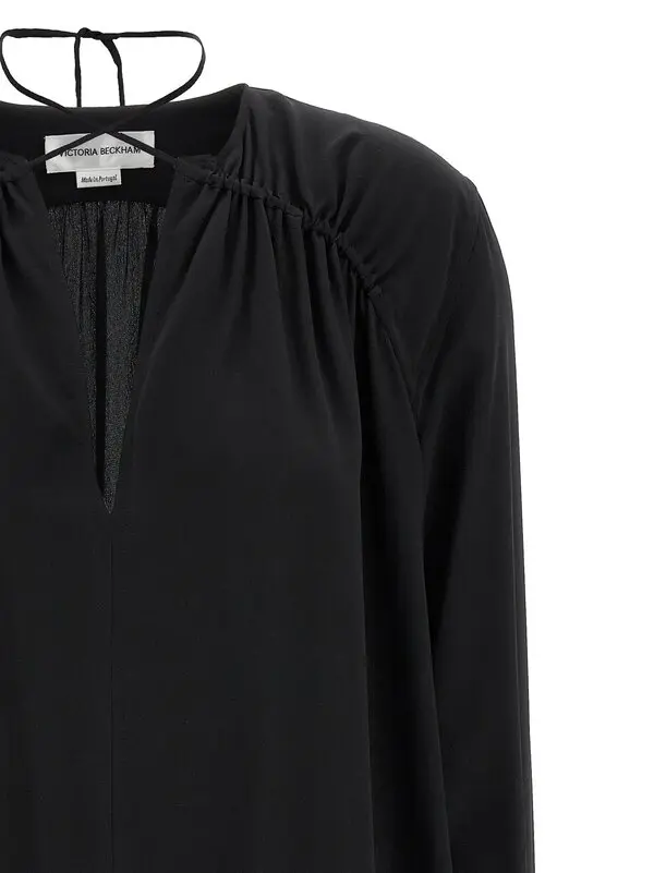 Victoria Beckham Gather Detail Tie Silk Blouse