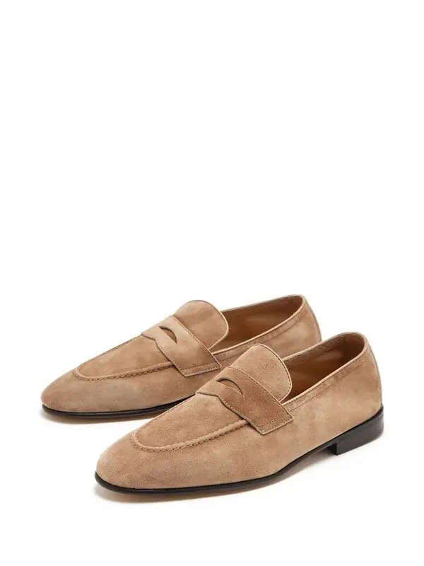 Brunello Cucinelli Suede Soft Penny Loafers - Brown