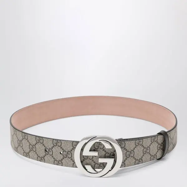 Gucci Gg Supreme Fabric Belt With Gg Buckle - Cream