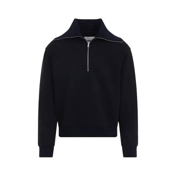 JIL SANDER Cotton Sweatshirt With Half-zip And Stand Collar - Blue
