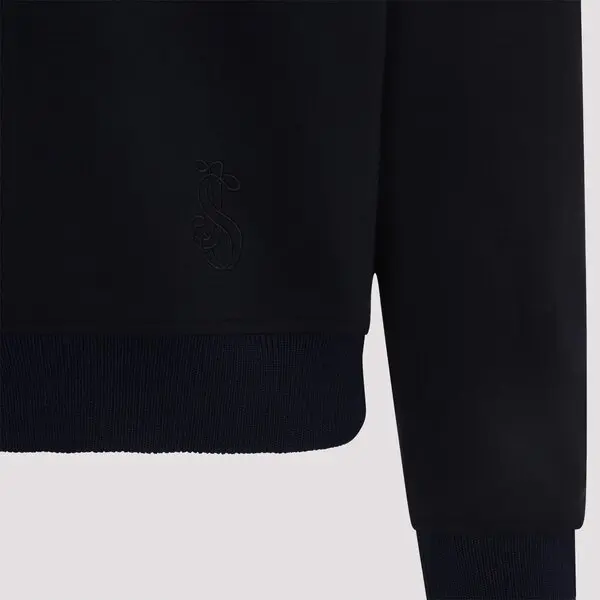 JIL SANDER Cotton Sweatshirt With Half-zip And Stand Collar - Blue