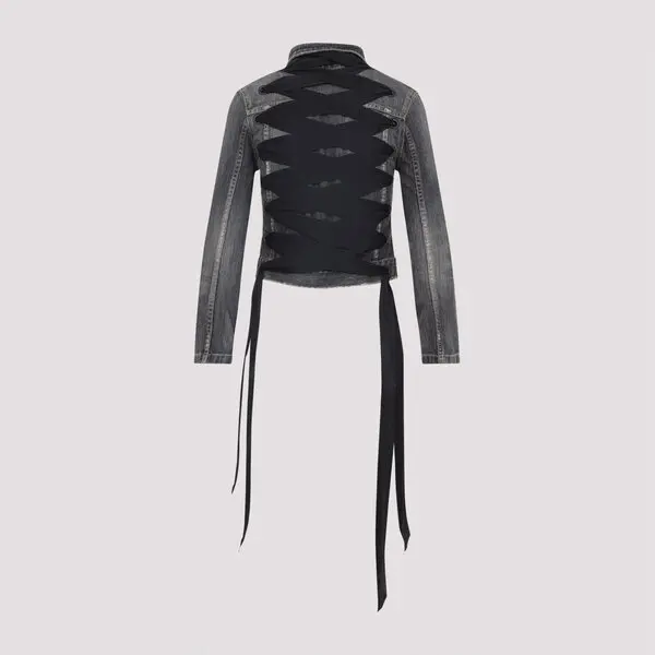 Balenciaga Dark Grey Cotton Lace Up Jacket With Black Straps