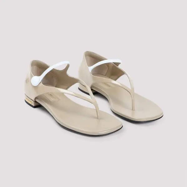 Miu Miu Calf Leather Sandals With Patent Finish - Multicolor