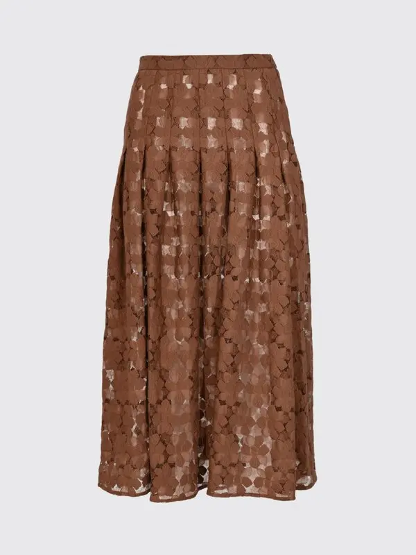 Max Mara Pleated Lace Skirt - Brown