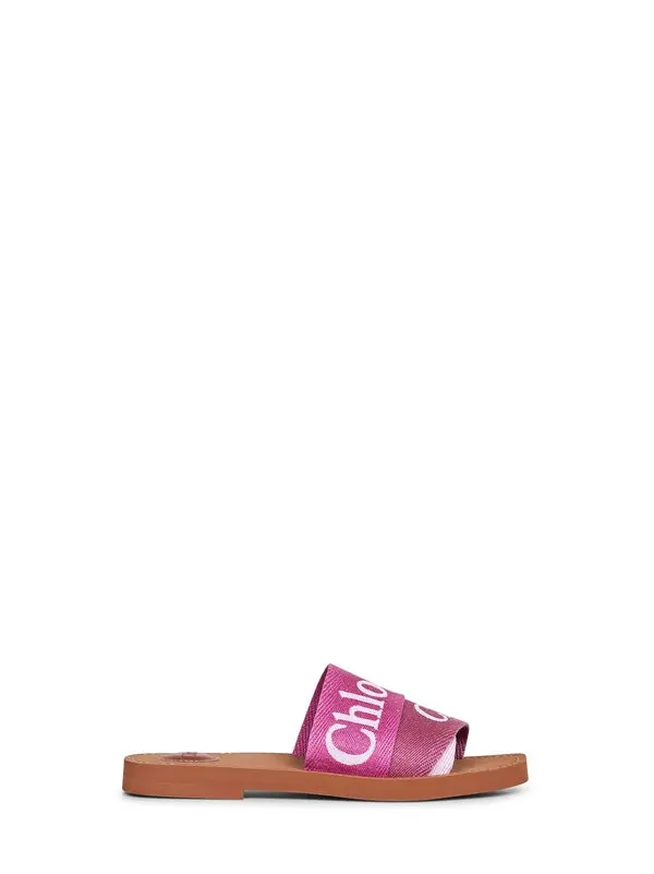 Chloé Pinky Violet Woody Flat Sandals - Multicolor