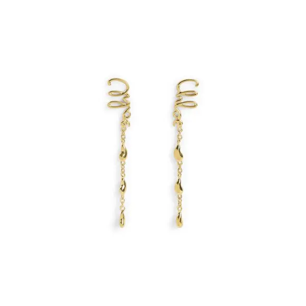Chloé Gold Tone Brass Earrings With Dangle Detail - Silver