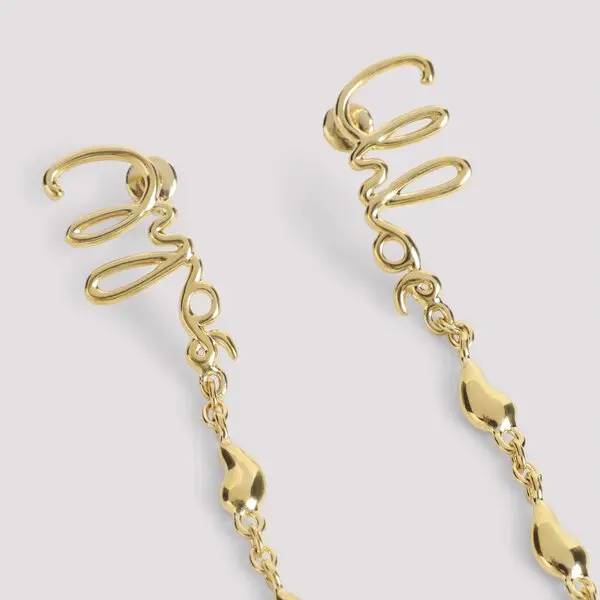 Chloé Gold Tone Brass Earrings With Dangle Detail