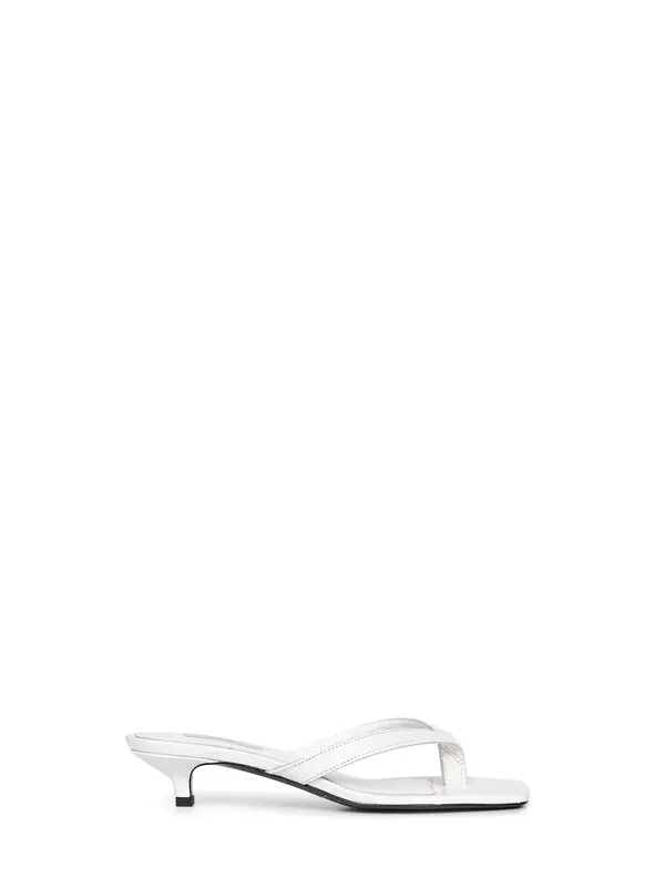 TOTEME Off-white Croco-embossed Leather Heeled Flip-flop Sandals - Multicolor