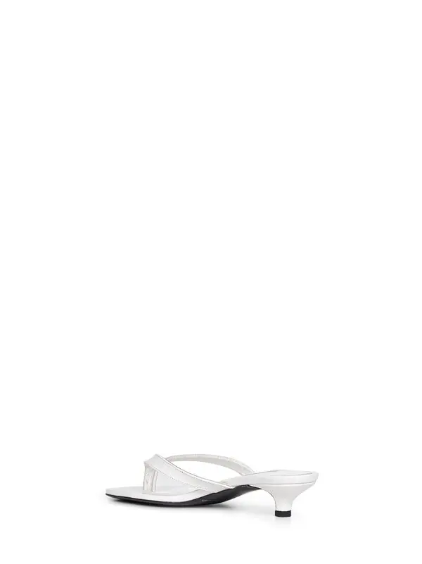 TOTEME Off-white Croco-embossed Leather Heeled Flip-flop Sandals - Multicolor