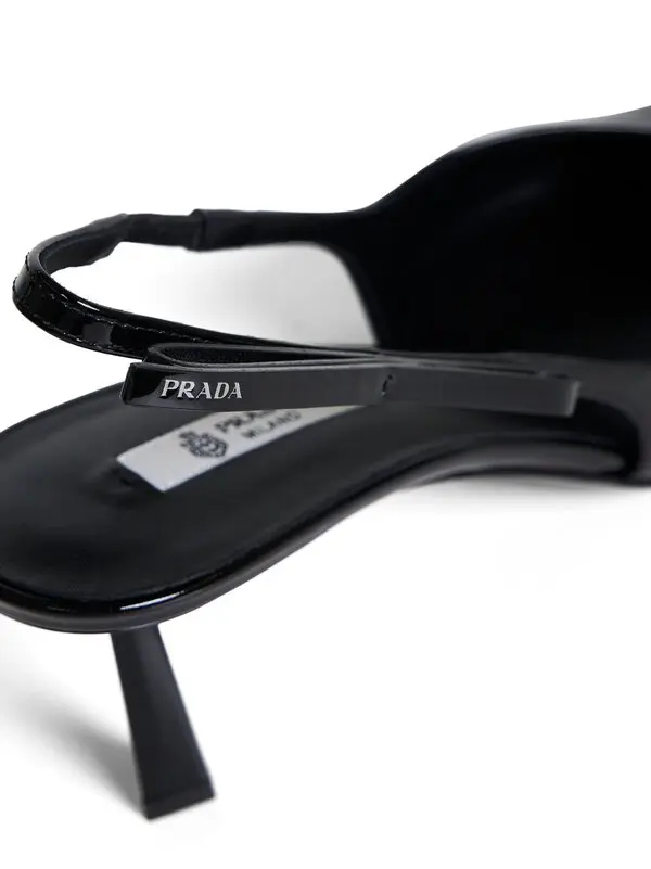 Prada Black Patent Leather Slingback Pumps