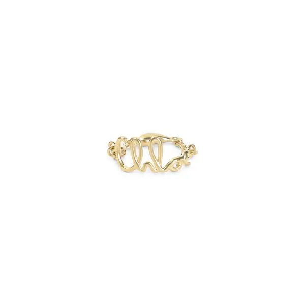 Chloé Gold Brass Chain Ring With Signature Detailing - Silver