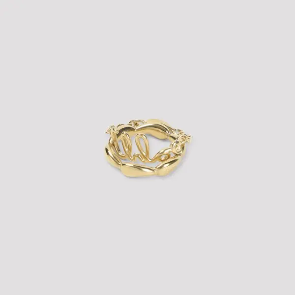Chloé Gold Brass Chain Ring With Signature Detailing