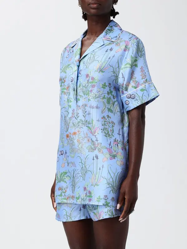 Gucci Silk Shirt With Floral Print - Blue