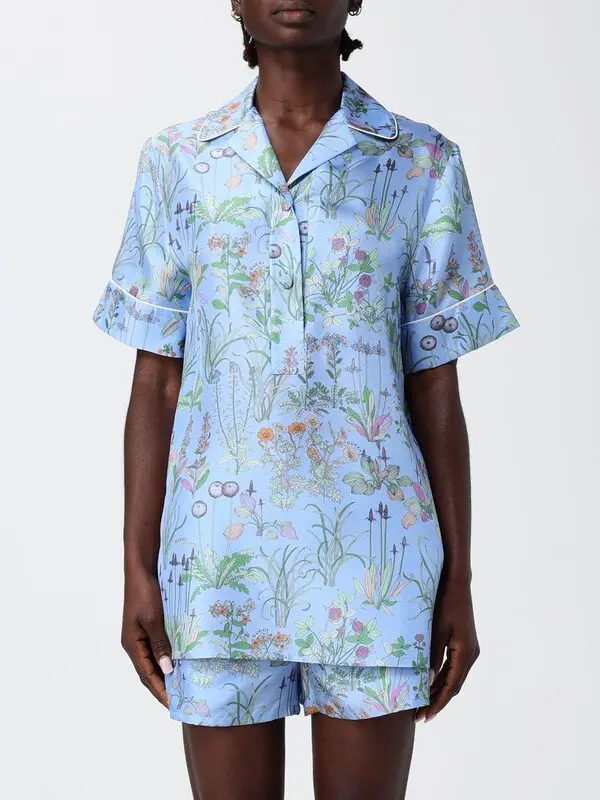 Gucci Silk Shirt With Floral Print - Blue