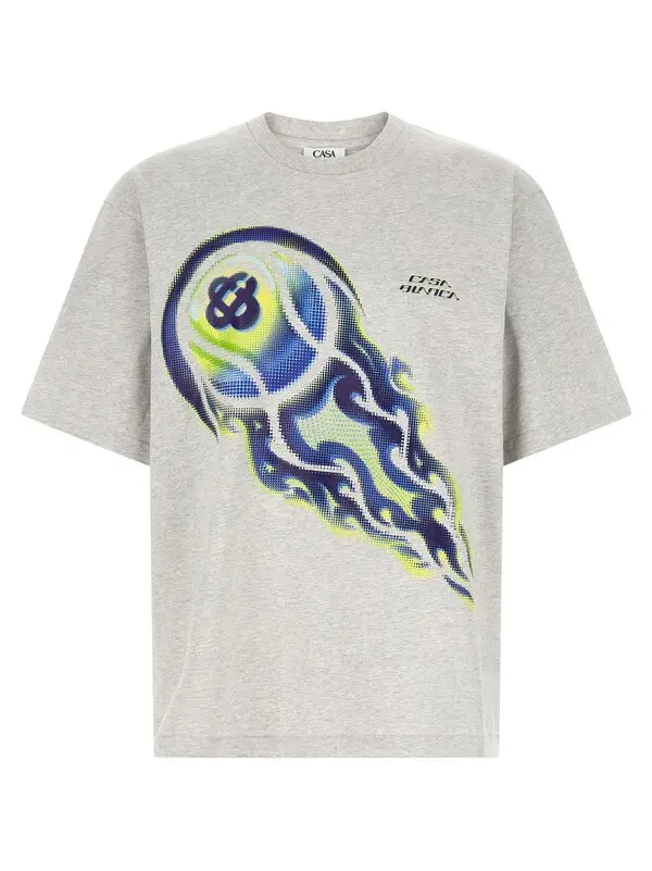 Casablanca Flaming Tennis Ball' T-shirt - Gray