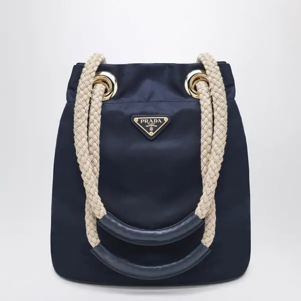 Prada Small Bucket Bag In Re-nylon - Blue