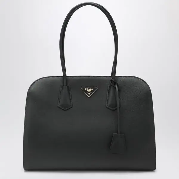 Prada Large Shopping Bag In Leather - Black