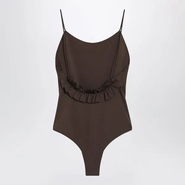 Jacquemus Cabana Swimsuit With Ruffles - Brown