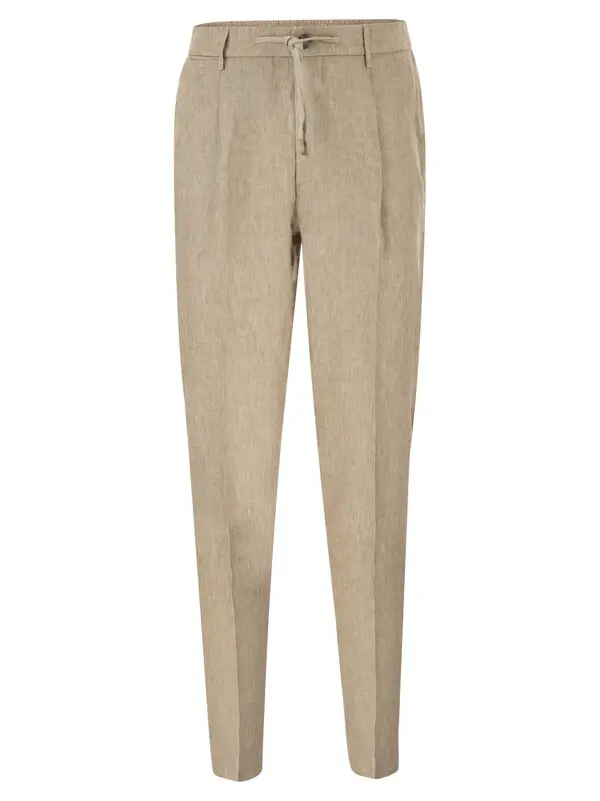 Peserico Linen Trousers With Drawstring Waist - Cream