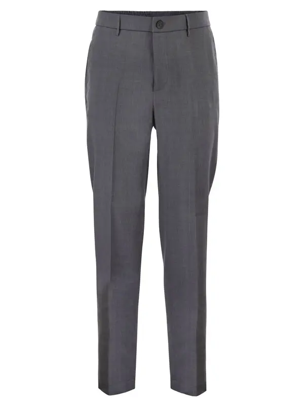 Peserico Linen And Wool Blend Tailored Trousers - Gray
