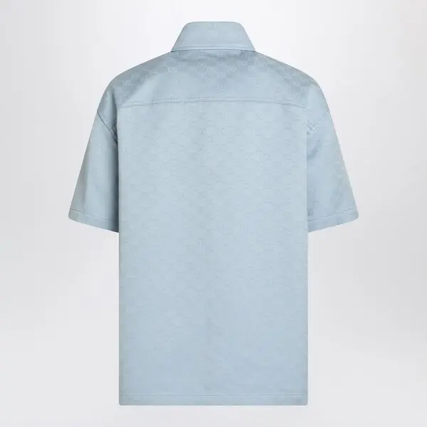 Gucci Light Cotton Shirt With Gg Jacquard - Blue