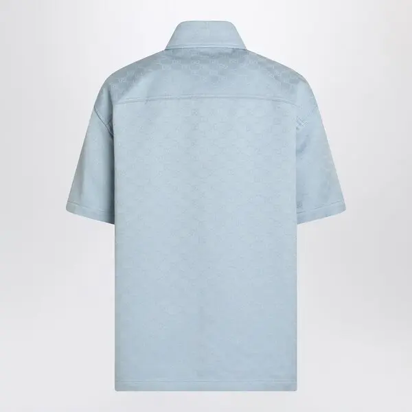 Gucci Light Cotton Shirt With Gg Jacquard - Blue