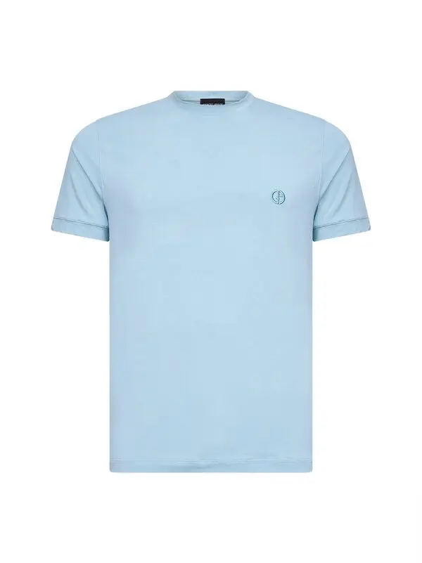 Giorgio Armani Light Blue Asv Stretch Viscose Jersey T-shirt