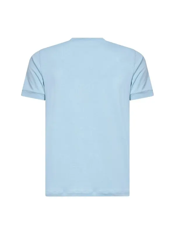 Giorgio Armani Light Blue Asv Stretch Viscose Jersey T-shirt