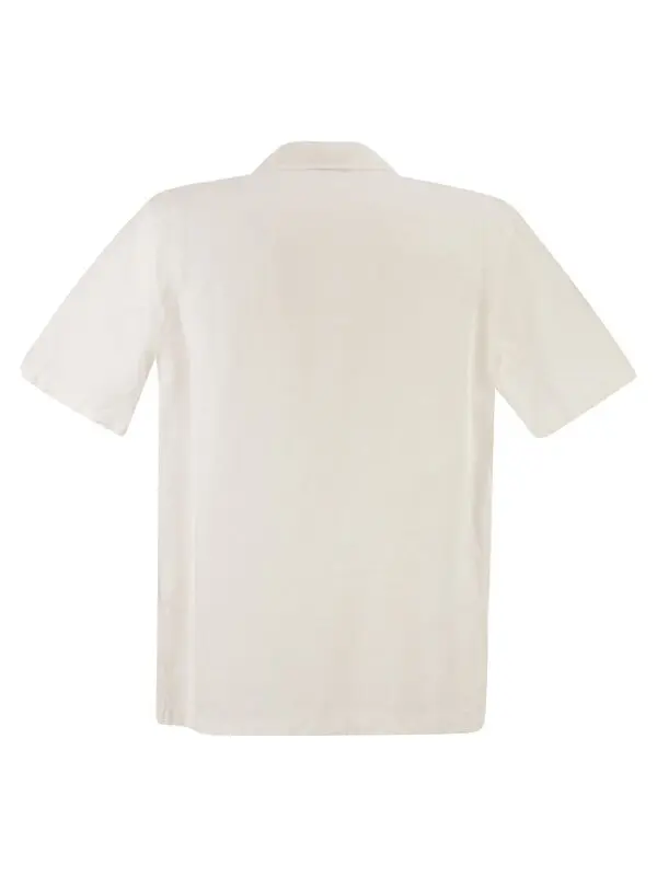 Peserico Lightweight Linen Bowling Shirt - White