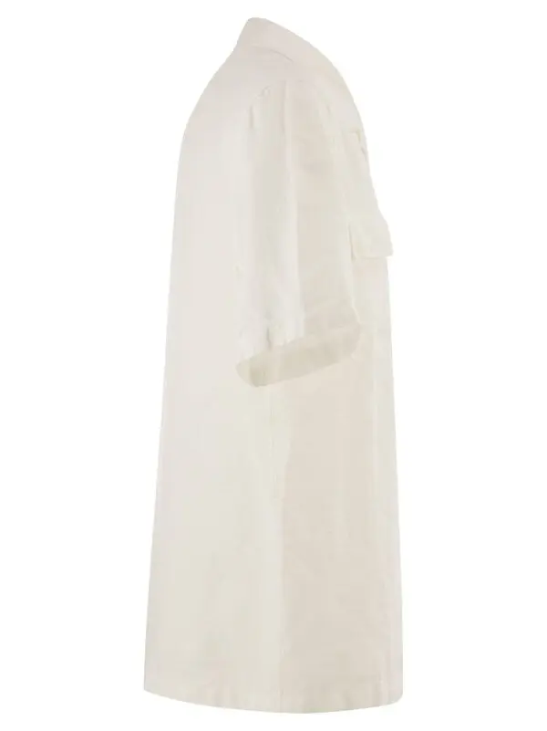 Peserico Lightweight Linen Bowling Shirt - White