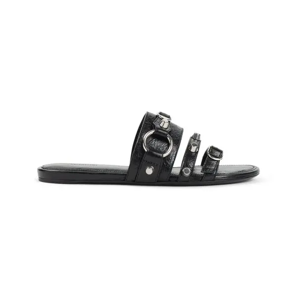 Balenciaga City Studded Lambskin Sandals - Black