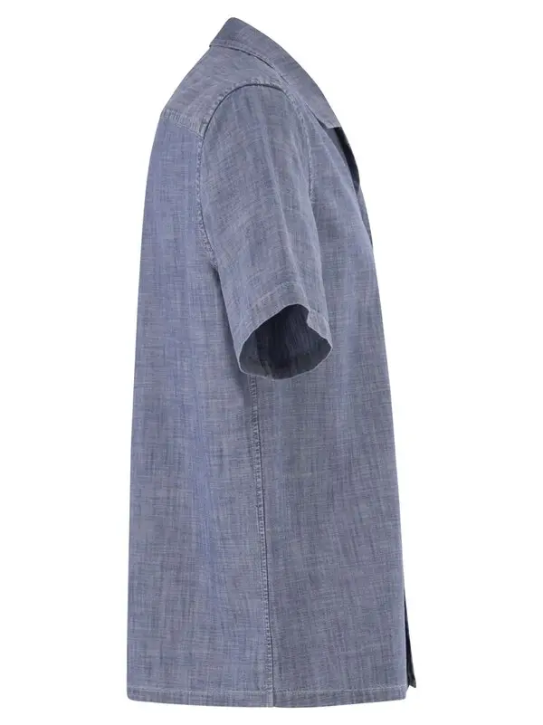 Peserico Lightweight Cotton Chambray-effect Short-sleeve Shirt