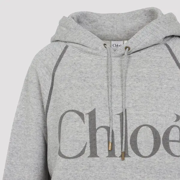 Chloé Cotton Blend Hoodie With Logo Detail