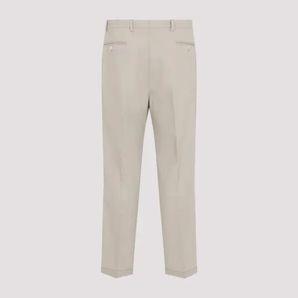 Prada Beige Cotton Pants With Logo Keychain - Multicolor