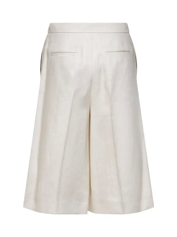 Max Mara Beige Linen Twill Wide Leg Bermuda Shorts - Multicolor