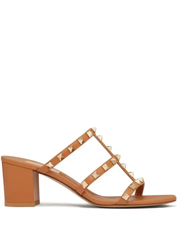Valentino Garavani Rockstud Leather Block Heel Sandals