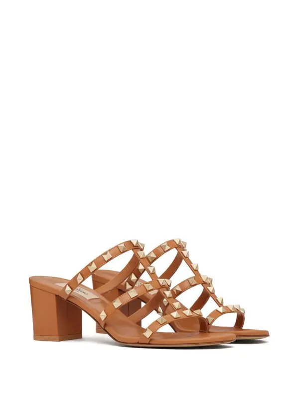 Valentino Garavani Rockstud Leather Block Heel Sandals