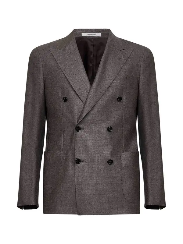 Tagliatore Tobacco Silk And Wool Vesuvio Double-breasted Blazer