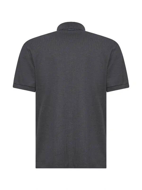 Zegna Grey Cotton And Silk Pique Polo Shirt - Multicolor