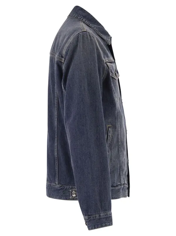 Peserico Cotton Denim Jacket With Vintage Wash And Tailored Details - Multicolor