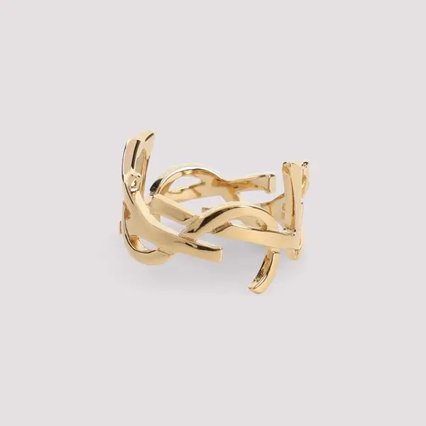 Saint Laurent Cassandre Logo Ring In Gold Brass - Silver