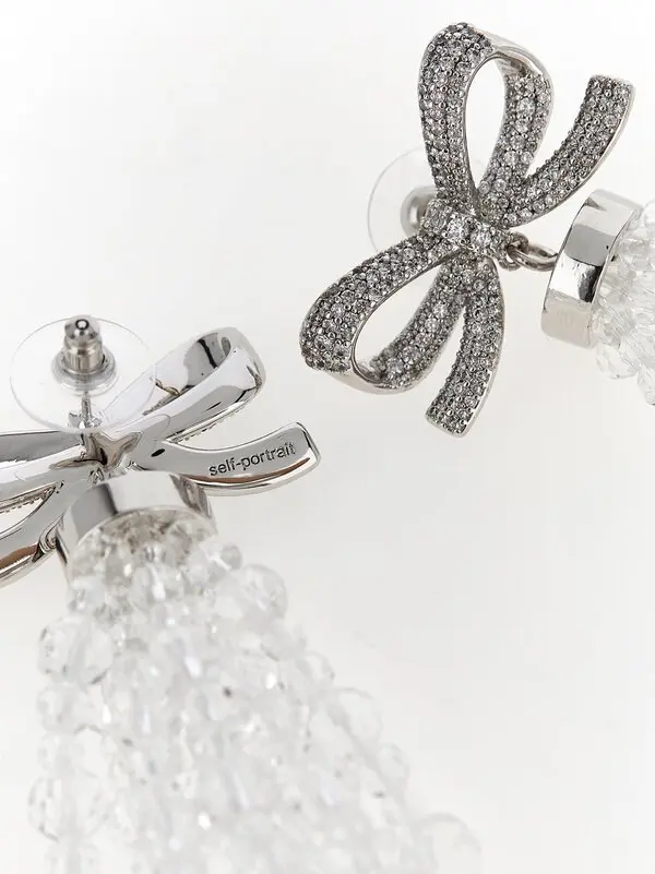 SELF-PORTRAIT Bow Beaded Waterfall Earrings