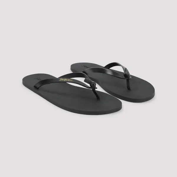 Saint Laurent Leather Flat Flip Flop Sandals