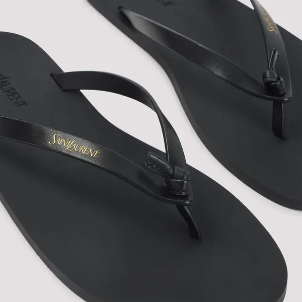 Saint Laurent Leather Flat Flip Flop Sandals